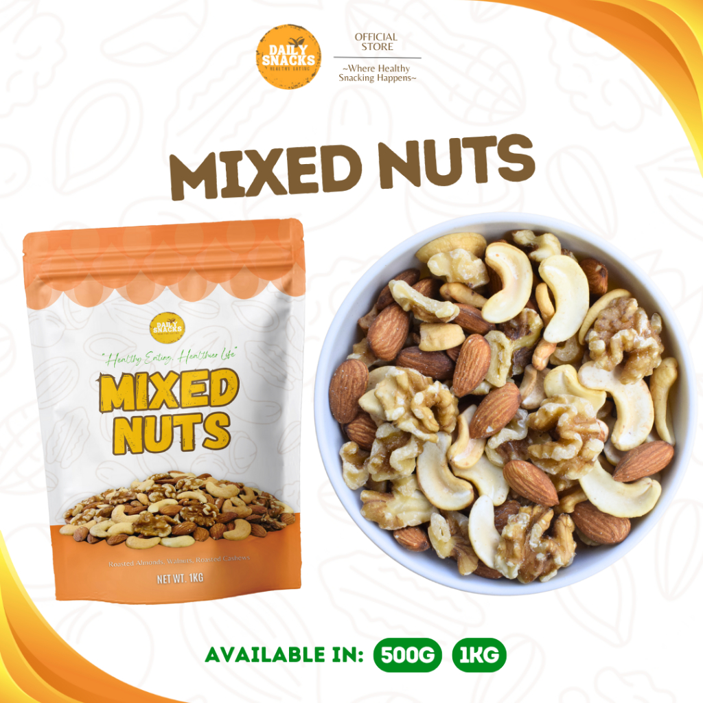 Daily Snacks Mixed Nuts (Cashews, Almonds, Walnuts) 500g & 1kg - in ...