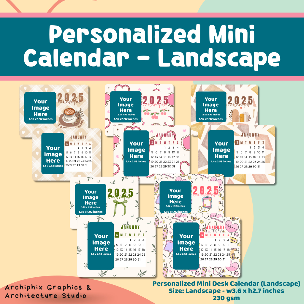 Personalized Mini Desk Calendar Landscape With Stand by Archiphix ...