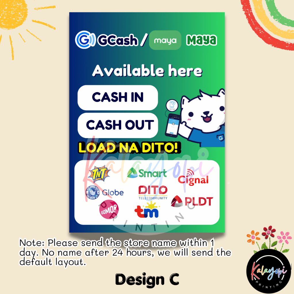 GCASH Cash in/Cash out / Load na Dito Tarpaulin Banner | High Quality ...