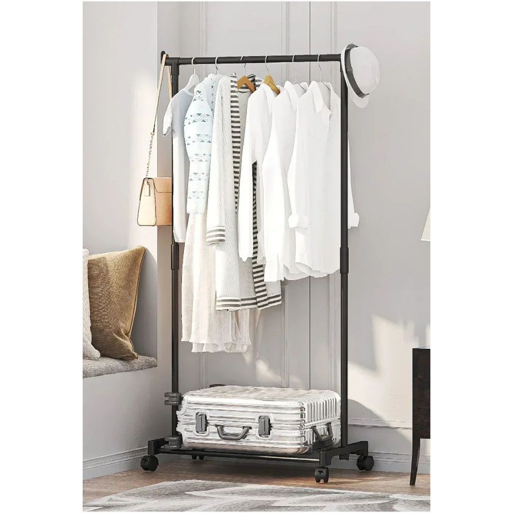 JSL Adjustable Clothes Rack With Wheels Telescopic Rack Tie Coat Hanger ...