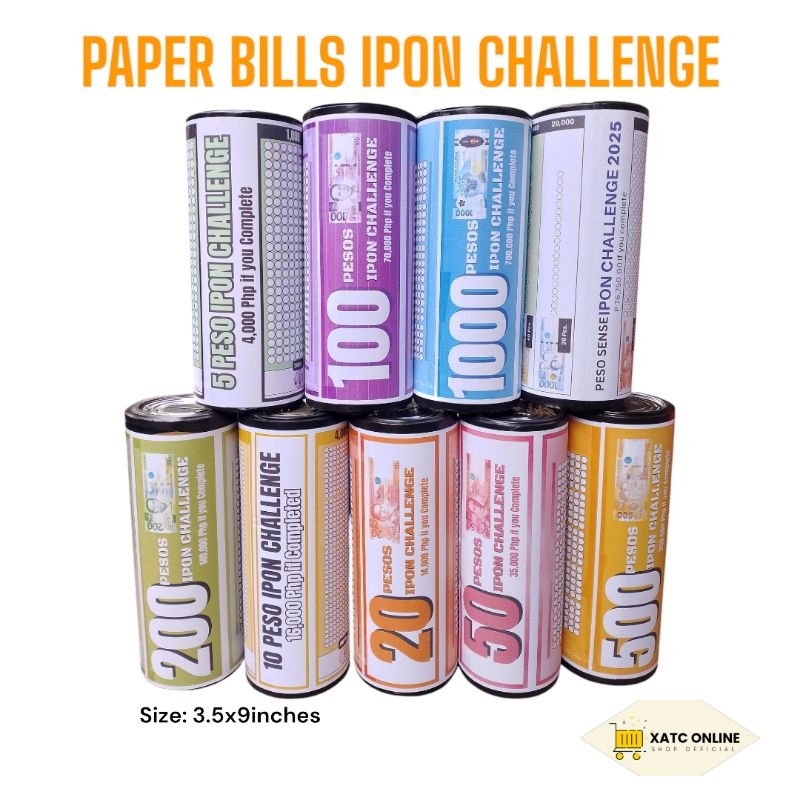 2025 Paper Bills Ipon Challenge Coin bank Alkansya IPON 5, 10, 20, 50 ...