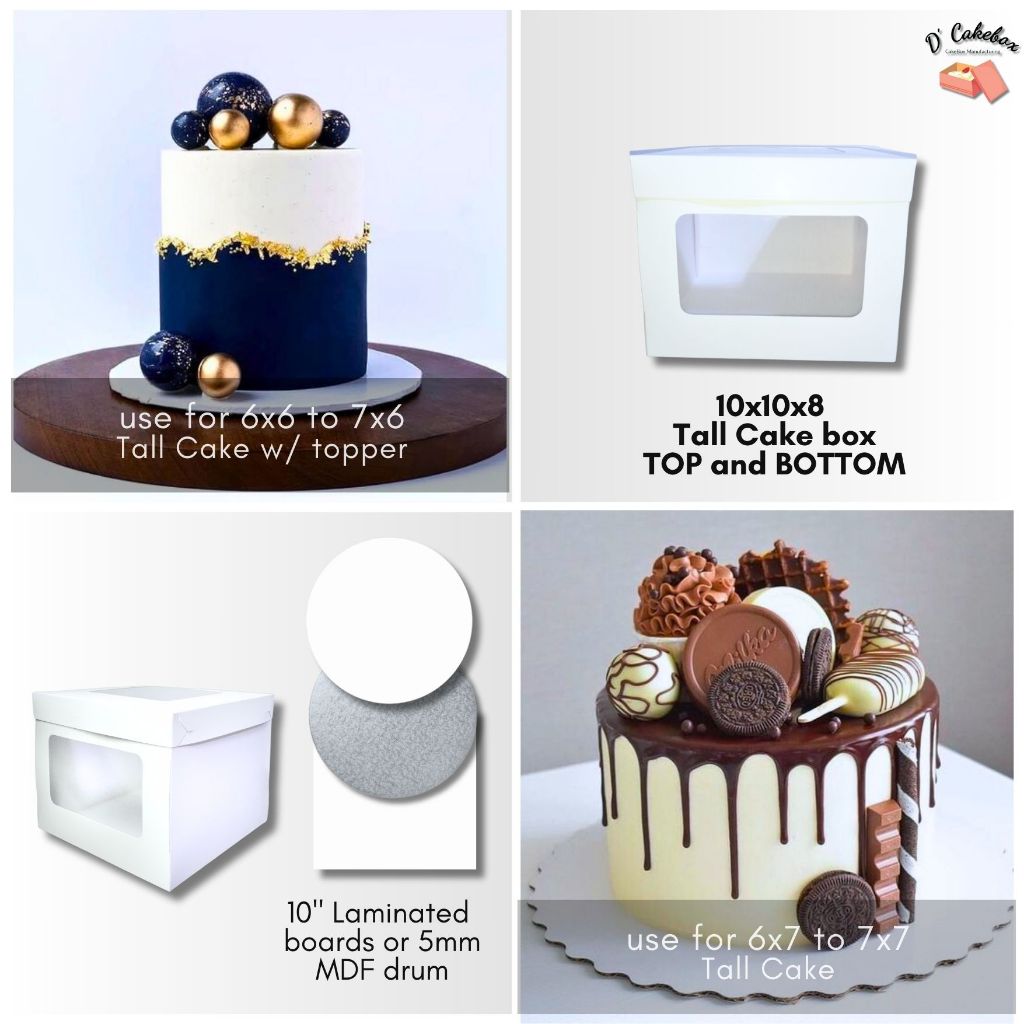 Tall cake boxes (7 to 20 inches height) assorted top and front Window ...