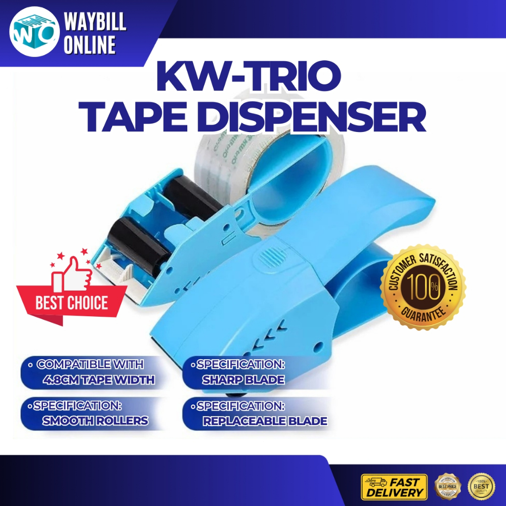 KW-TRIO Tape Dispenser Heavy Duty Plastic for Big Tape Rolls 48mm Tape ...
