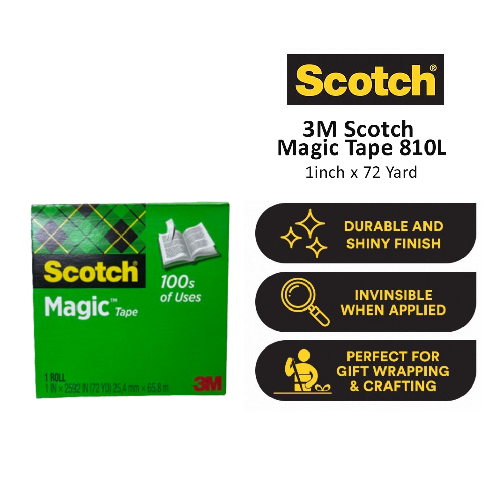 3M Scotch Magic Tape 810L, 1inch x 72 Yard | Shopee Philippines