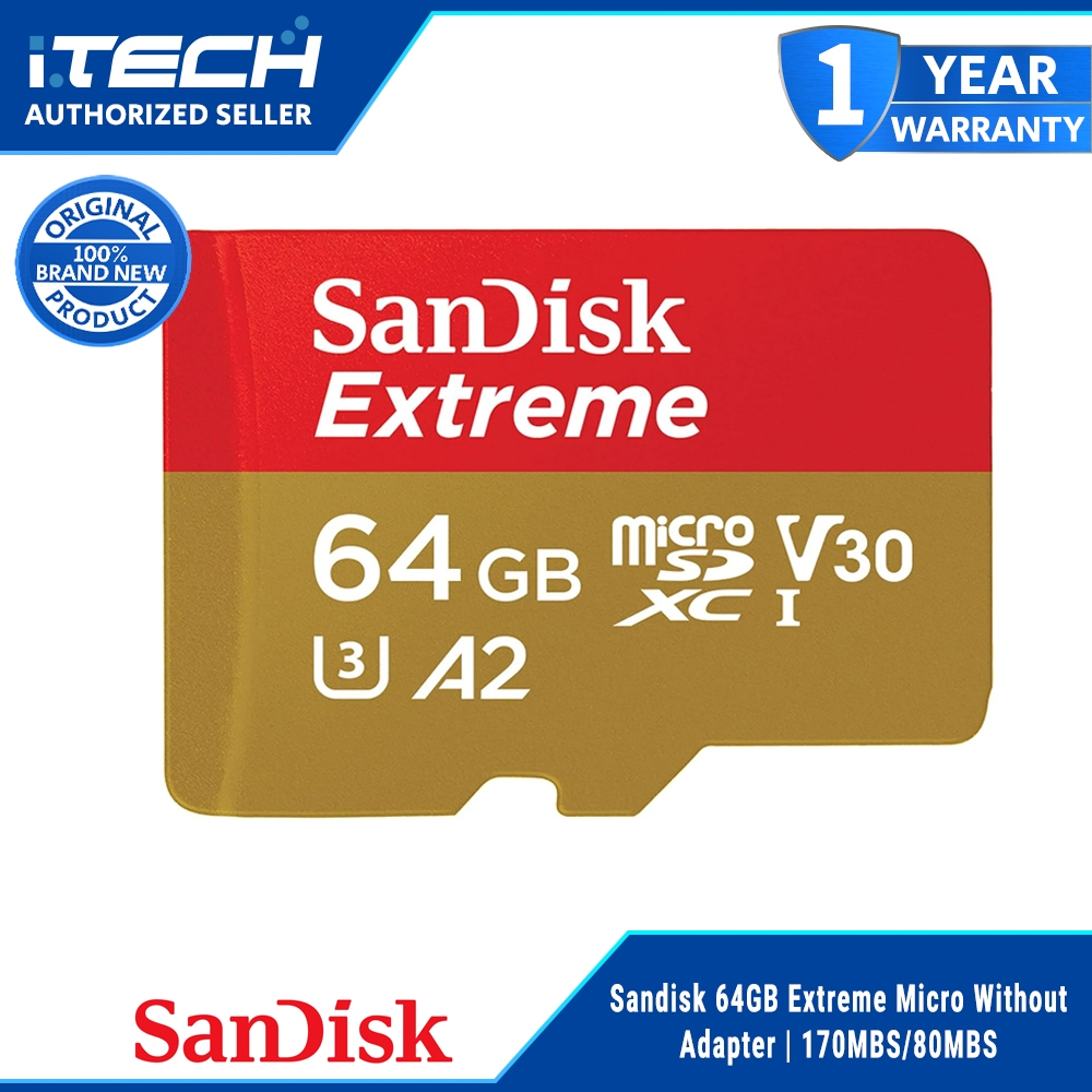 Sandisk 64GB Extreme Micro SD Without Adapter | 170MBS/80MBS | Shopee ...