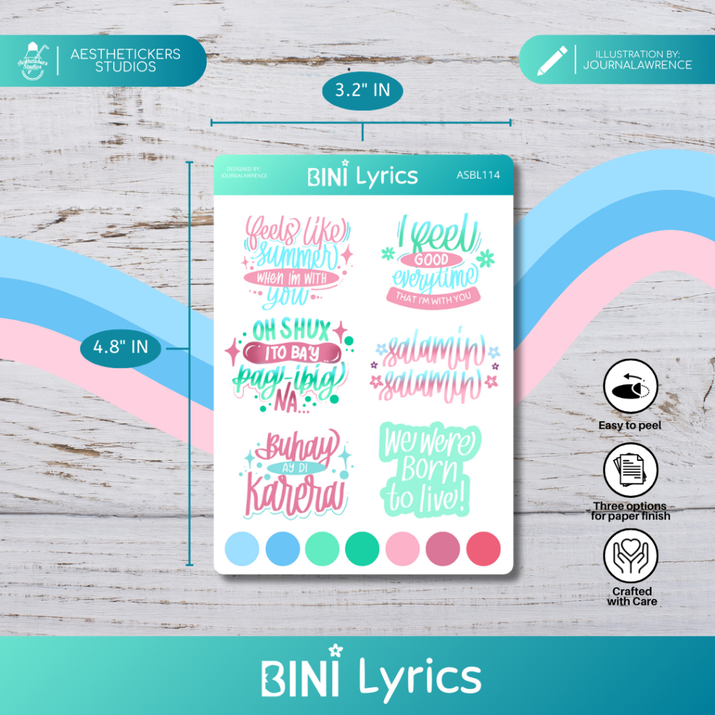 Bini Lyrics Kiss cut sticker by Journalawrence | Shopee Philippines