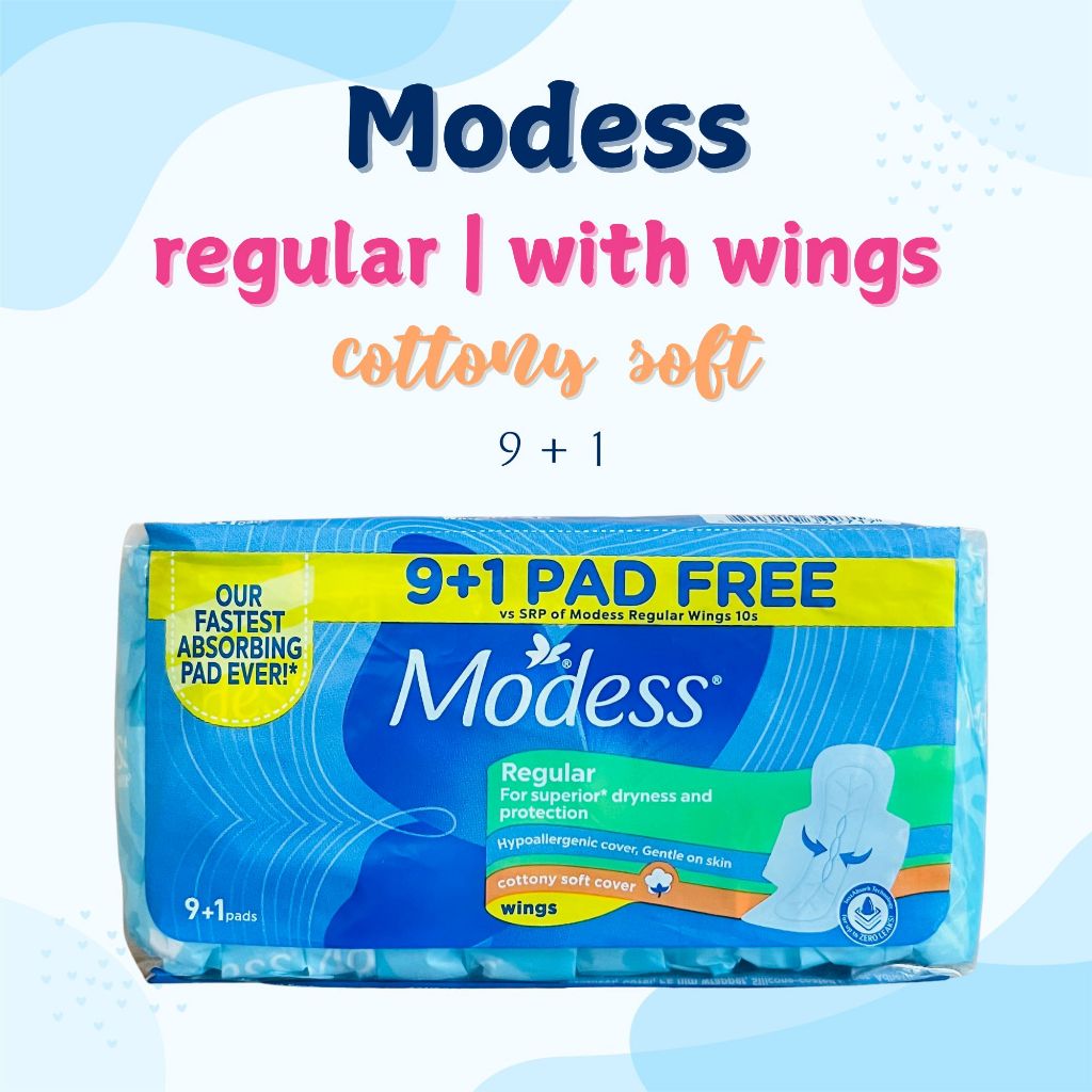9 + 1 Modess Cottony Soft Regular Flow (with Wings) | Shopee Philippines