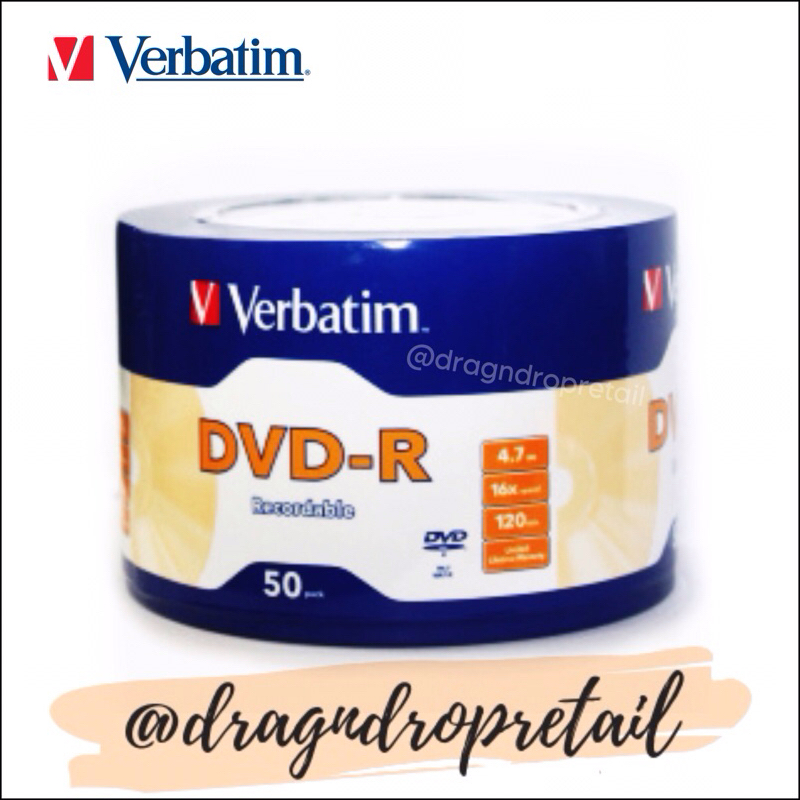 Verbatim DVD-R DVDR DVD R 16x 4.7 GB Blank Disc Spindle by 50’s ...