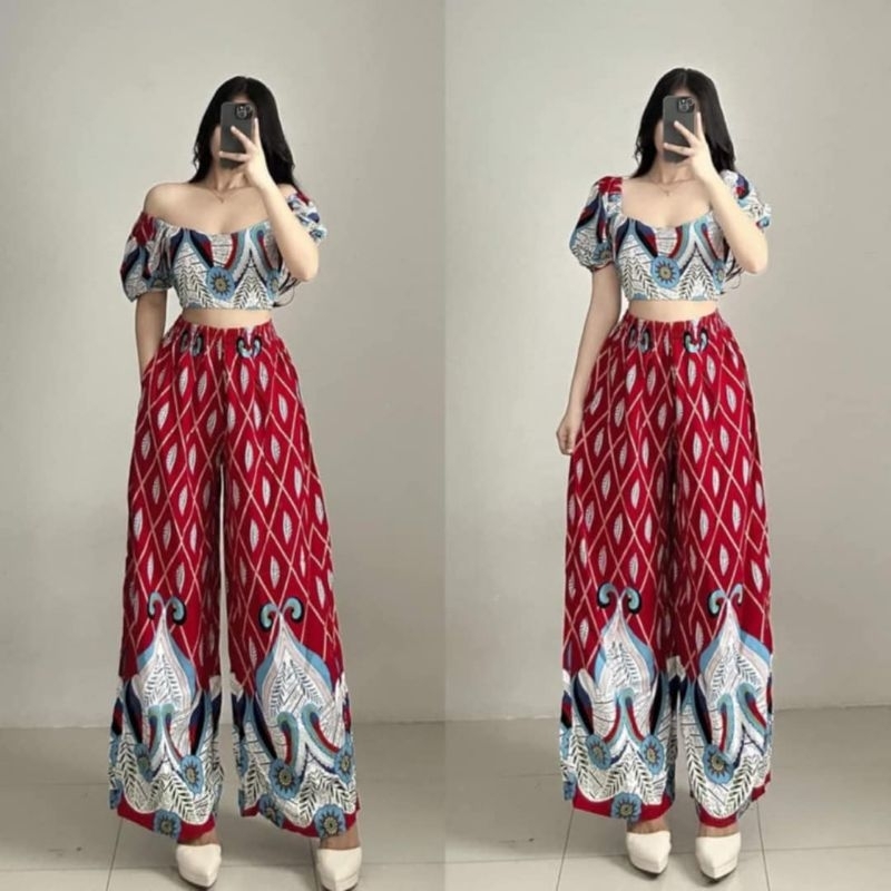 NK FLOR PUFF TERNO Wideleg 39inches length Pants W/ 2 side pocket Size ...
