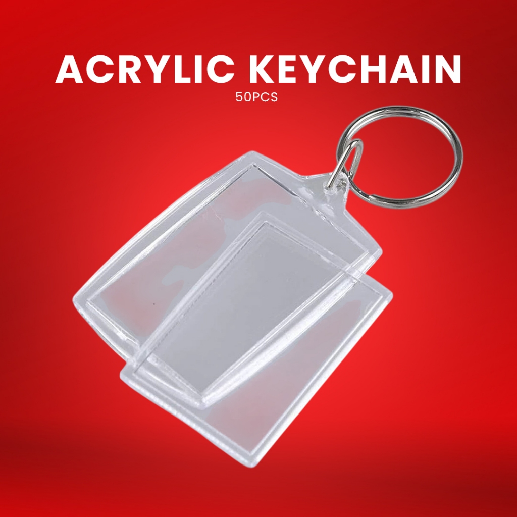 50pcs Acrylic Keychain Transparent Photo Frame and Insert Keychains for ...
