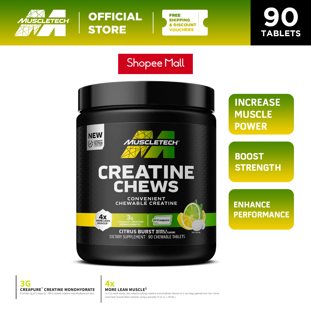 MuscleTech Creatine Chews 90 Chewable Tablets - Citrus Burst ...