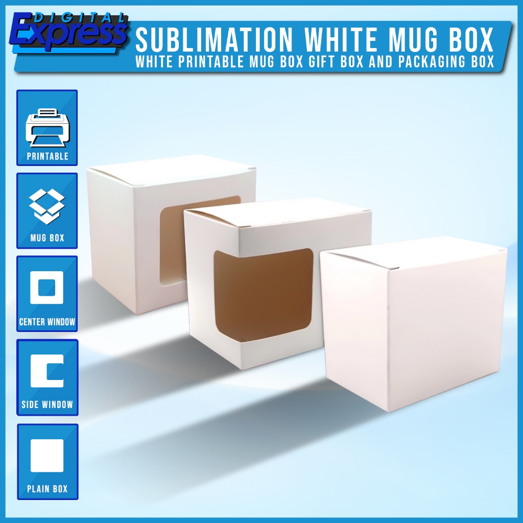 50pcs Mug Box White Plain and Side Window Type Gift Packaging Box for ...