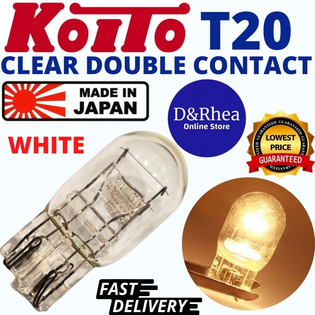 KOITO T20 BULB DOUBLE CONTACT PIN 12V 21/5W BRAKE LIGHT & TAIL LIGHT BULB CLEAR WHITE ( 01 PIECE ...