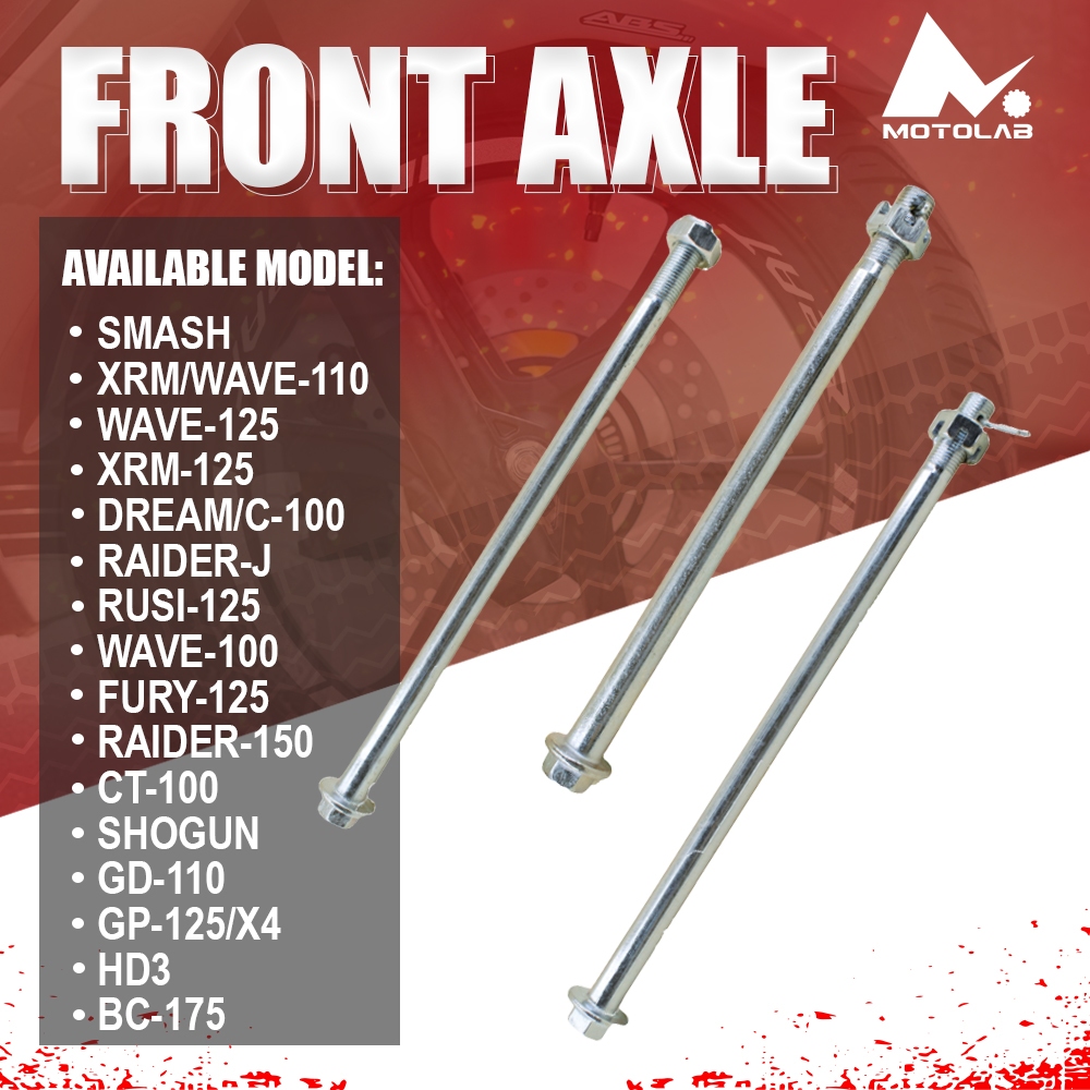 MOTOLAB MOTORCYCLE FRONT AXLE FOR WAVE/XRM/RAIDER/CB125/TC/RUSI/MIO ...