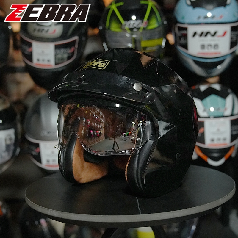ZEBRA 715 DIAMONDS half face helmet single Visor motorcycle | Shopee ...