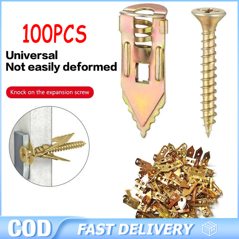 100PCS Screws Expansion Nails Drywall Self-Drilling Anchors with Screws ...