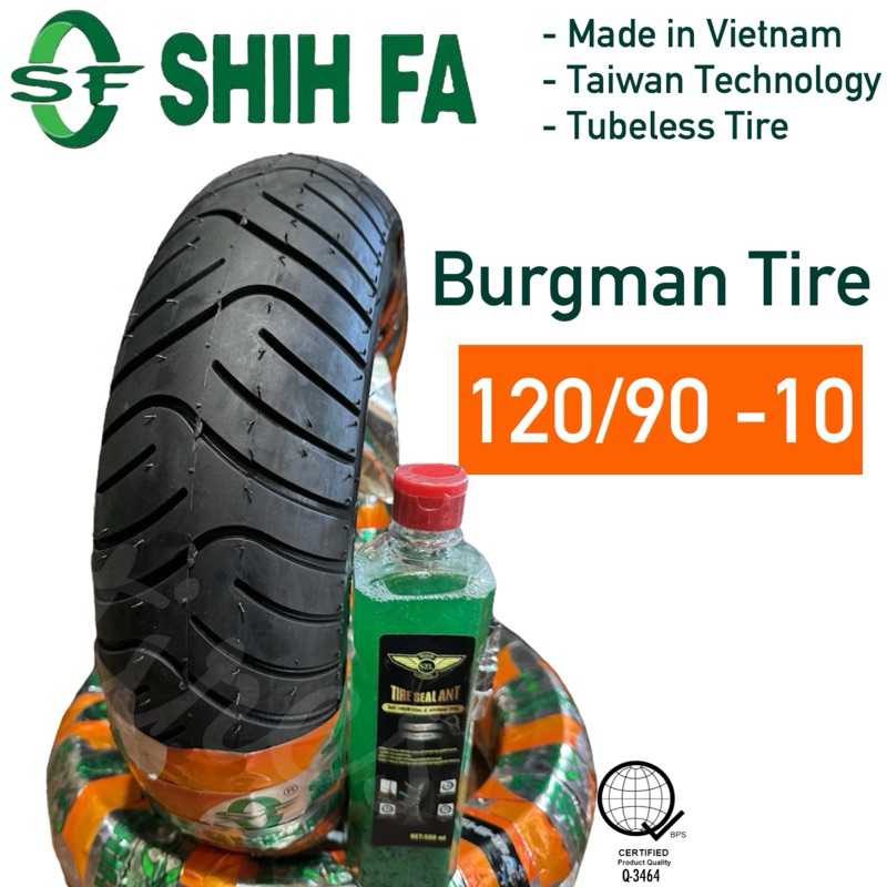 SHIHFA 120/90-10 for Burgman Tubeless Tire, Size 10 (FREE Sealant ...
