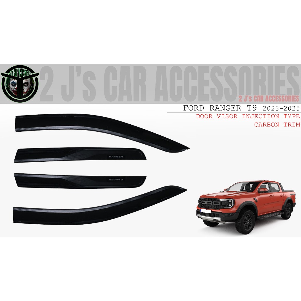 FORD RANGER 2023 TO 2025 DOOR VISOR INJECTION TYPE / RAIN GUARD CARBON ...
