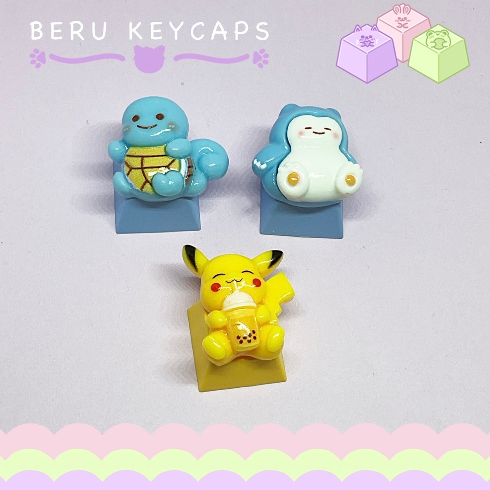 Pokemon Snorlax Pikachu Squirtle Keycaps for Mechanical and Membrane ...