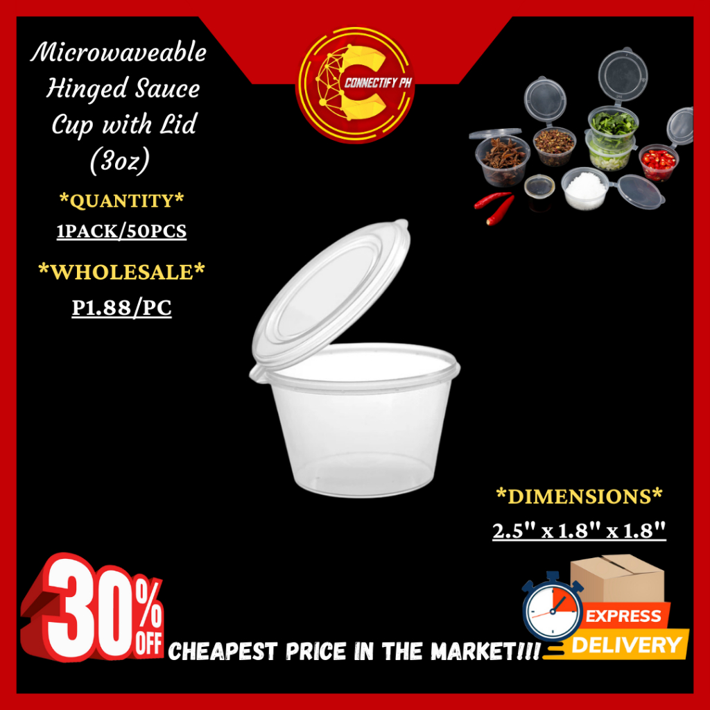 [1PACK] "3 OUNCE" MICROWAVEABLE HINGED SAUCE CUP | Shopee Philippines