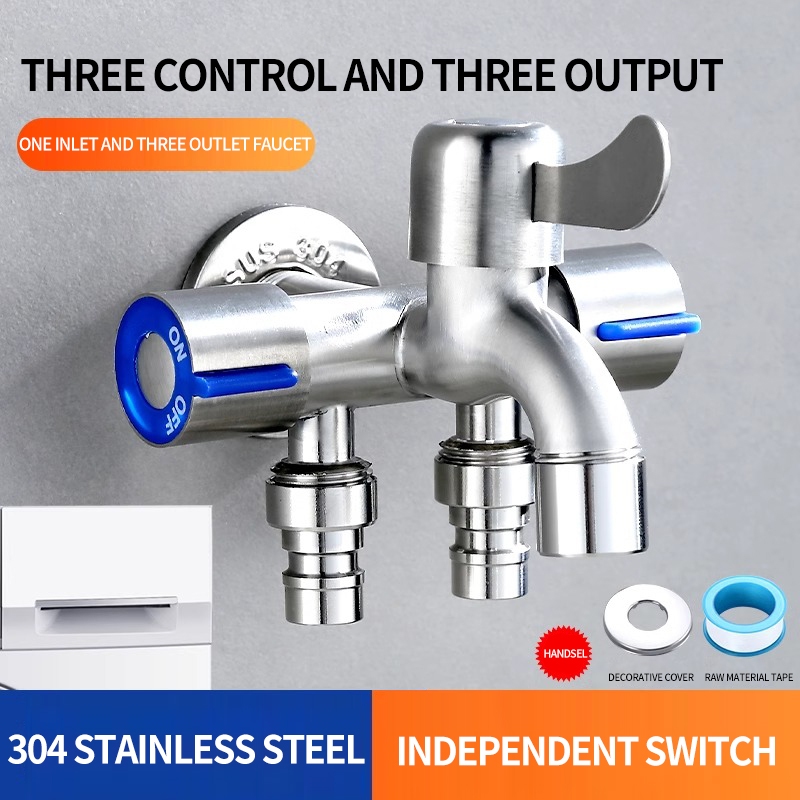 SUS304 Faucet Three Tap Multifunctional Stainless Steel Faucet Three ...