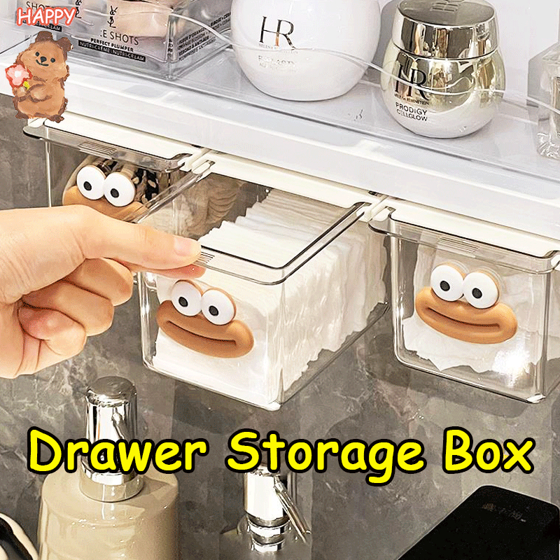Transparent Drawer Storage Box Cartoon Storage Box with Lid Cute Wall ...