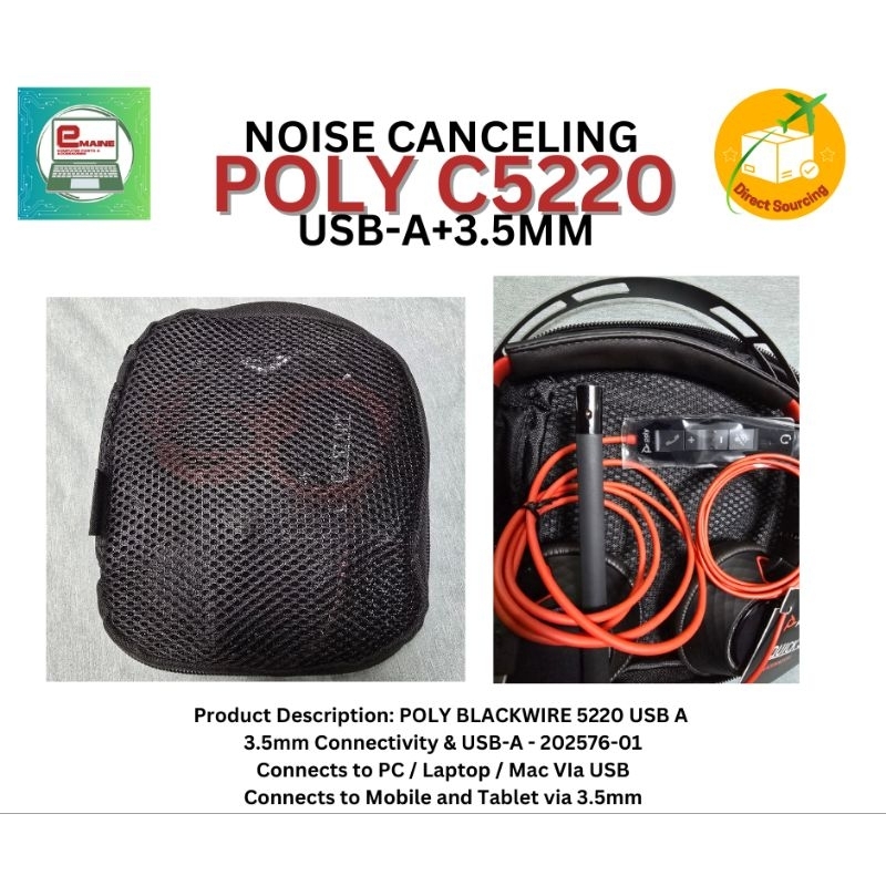 [clearance sale]Original POLY BLACKWIRE C5220 noise cancelling headset ...