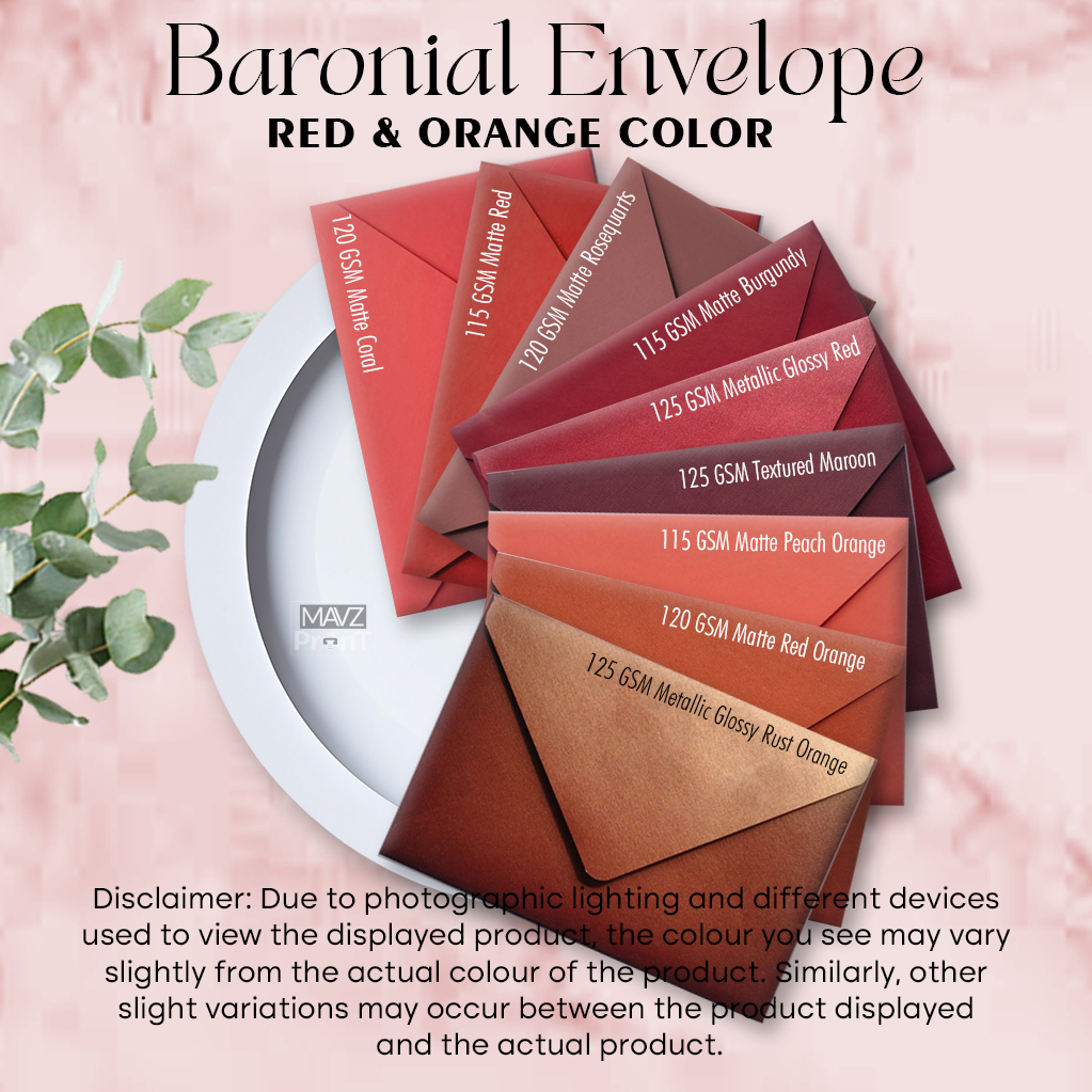 5R(5x7in) 4R(4x6in) Shades of Red Orange Envelope for Wedding Baptismal ...