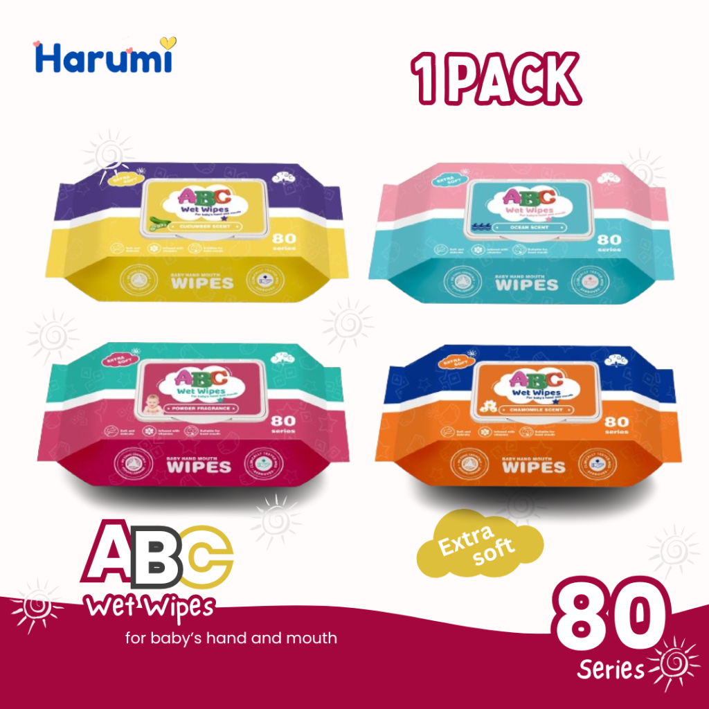 Harumi 1 PACK ABC Baby Care Wet Wipes 80 Sheets per pack Scented wipes ...