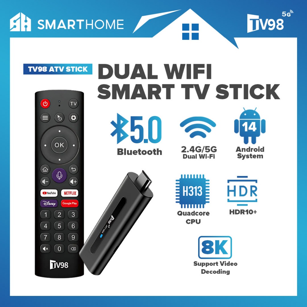 Smartifact TV98 ATV Stick Andriod14 8K HD TV Box 2.4G/5G WIFI Bluetooth ...