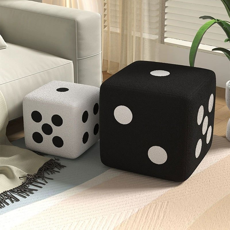 Lamb's Wool Dice Stool chair Low Stool Solid Shoe Changing Footstool ...