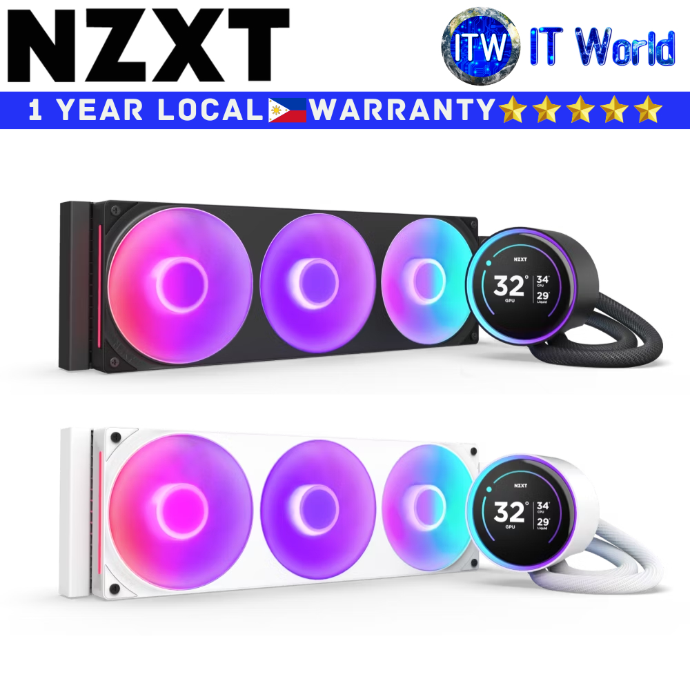NZXT CPU Cooler Fan Kraken Elite 360 RGB AIO Liquid Cooler w/ 2.72" IPS ...