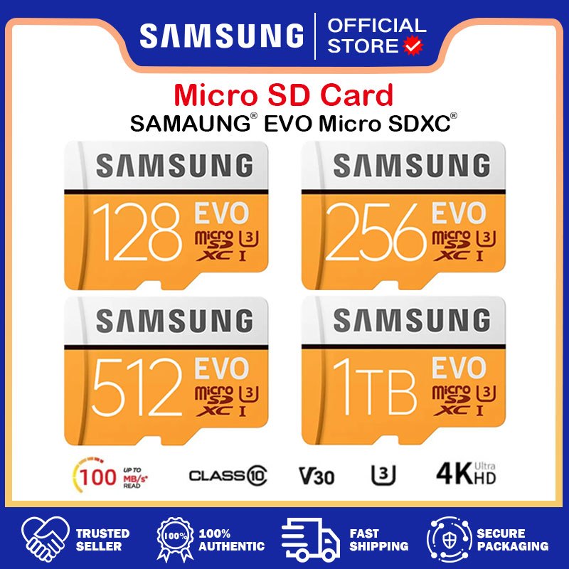 Samsung EVO Memory Card MicroSDXC Micro SD Card ~ 128GB/256GB/512GB/1TB ...