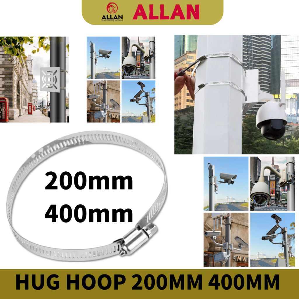 ALLAN Fiber Clamp 200mm 400mm Stainless Steel Telephone Pole Clamp CCTV ...