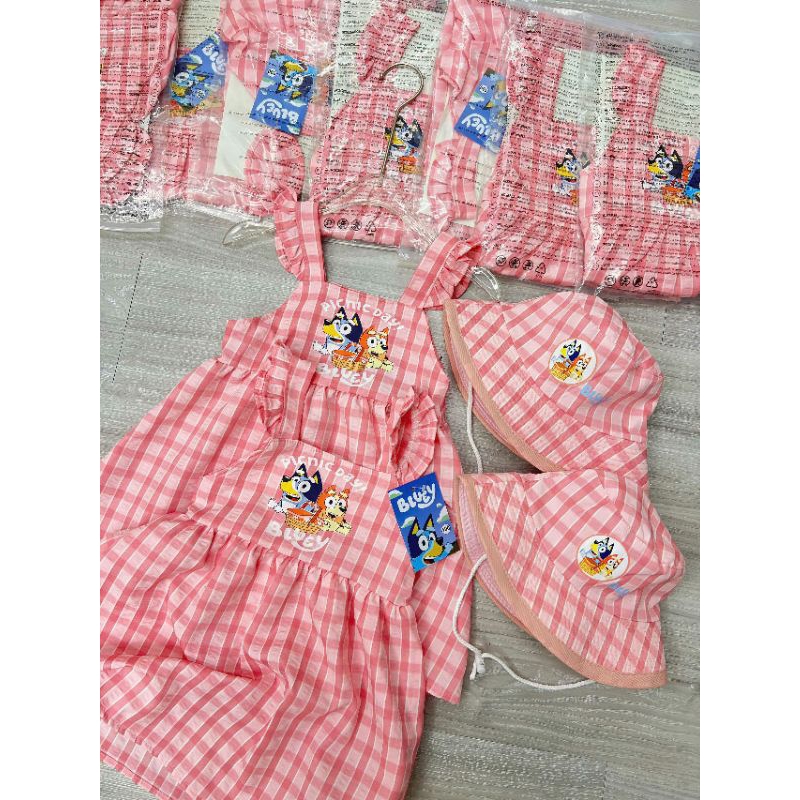Bluey Dress with Bucket hat Summer Dress kids Clothes set | Shopee ...