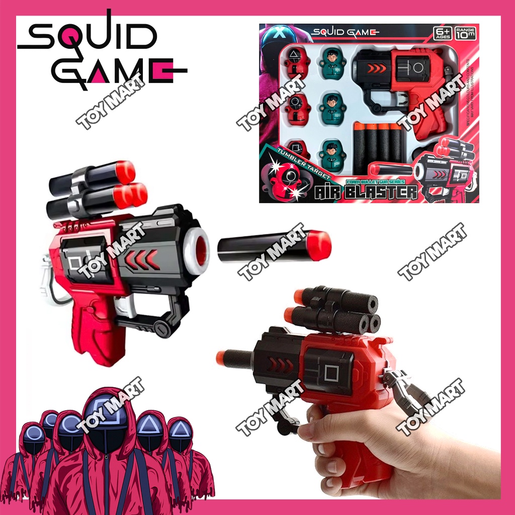 Squid Game Air Blaster Toy Gun with Tumbling Targets and Foam Bullets ...