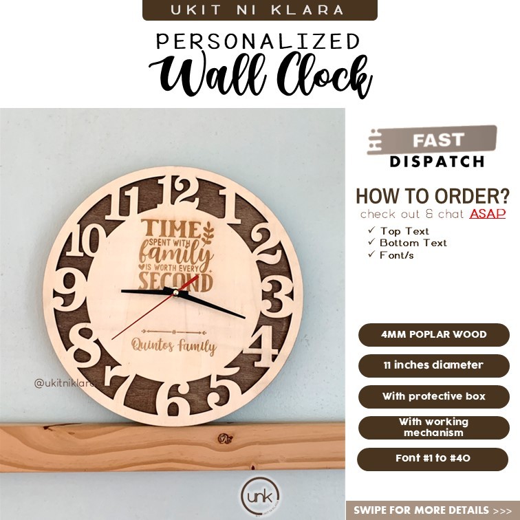 UNK - Wall Clock - Personalized | ukit ni klara customized wood wooden ...