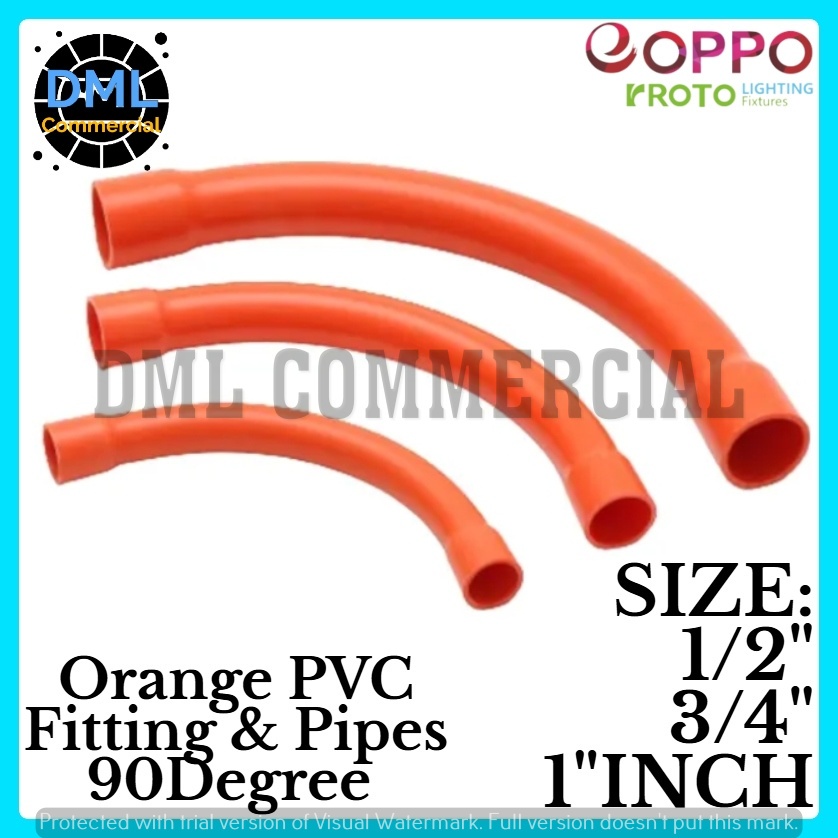 (DML-3812) 1PCS Orange PVC Fitting and Pipes 90 Degree (1/2/ , 3/4 & 1 ...