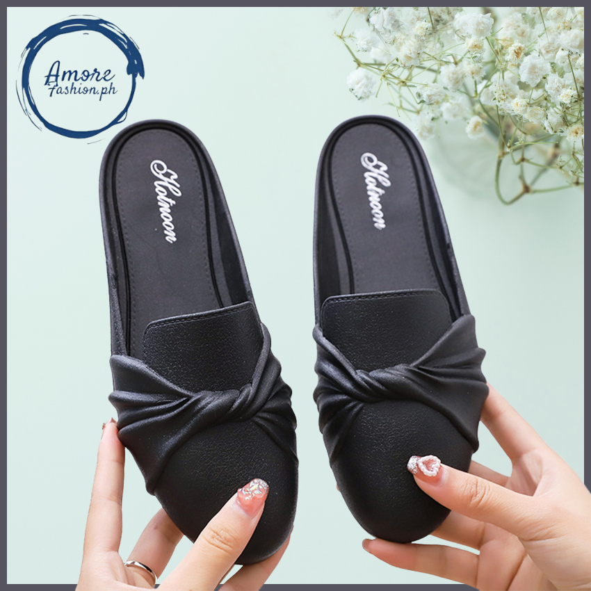 Amore Fashion Korean Slippers Women Head Rounded Head Half Slippers ...