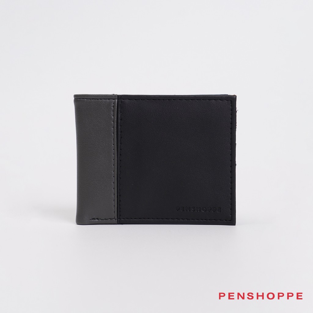 Penshoppe Bi-Fold Wallet with Cut and Sew Detail For Men (Black/Dark ...