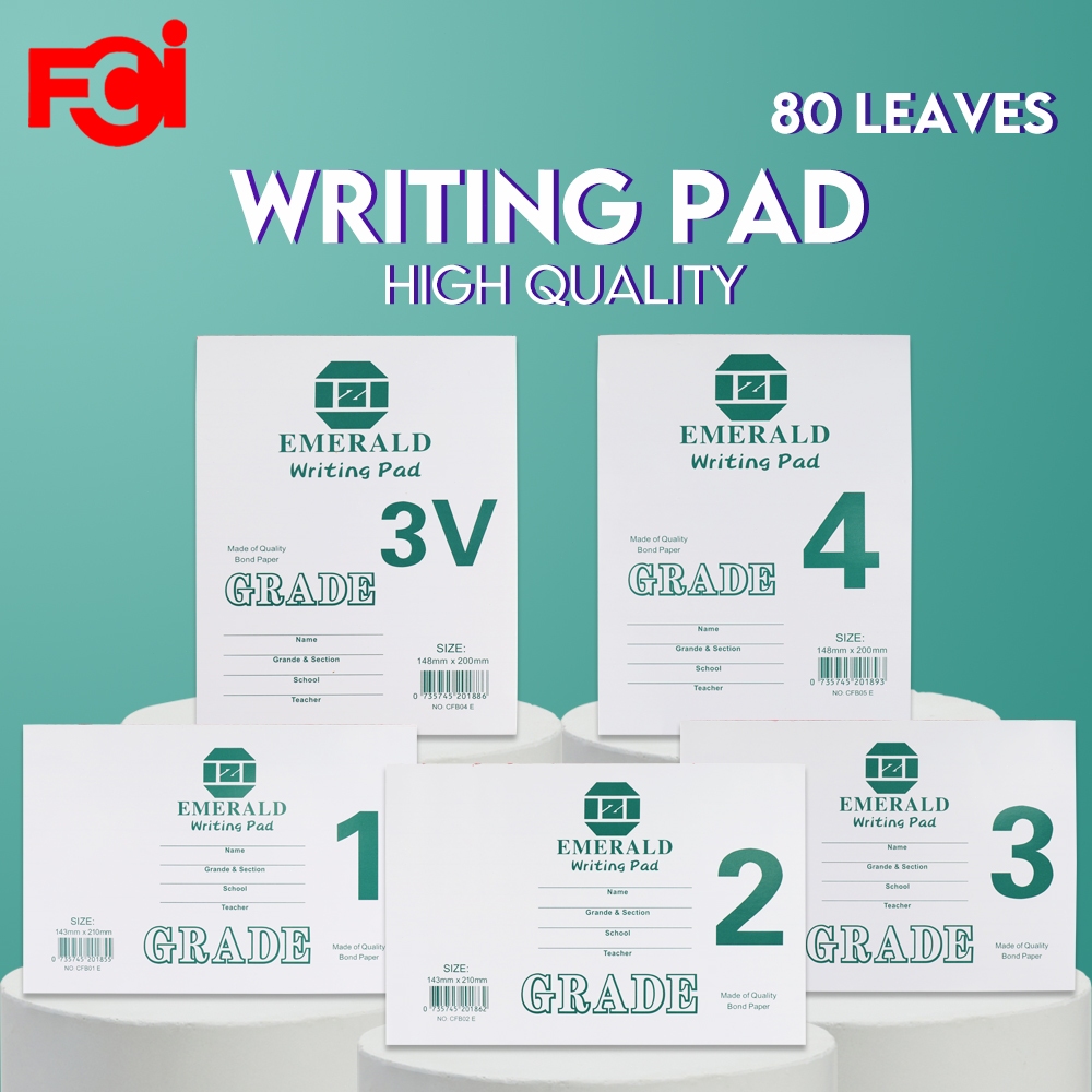 FCI Emerald Writing Pad Grade 1, 2, 3, 3V, 4, 1/4, Crosswise ...