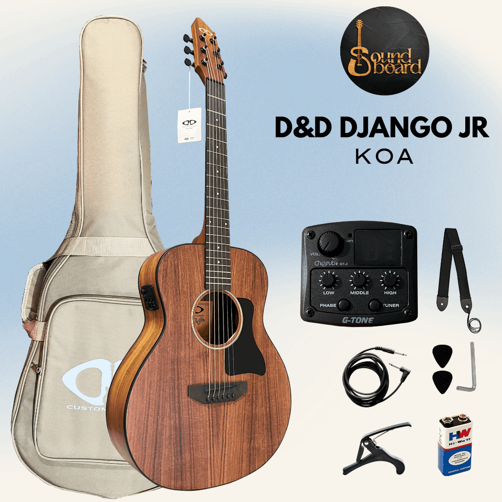 D&D Django Jr. KOA Acoustic Electric Guitar with Full Setup ...