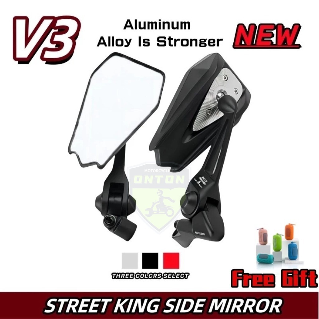 Street King V3 Wide View Square Full Alloy Side Mirror Adjustable Clean ...