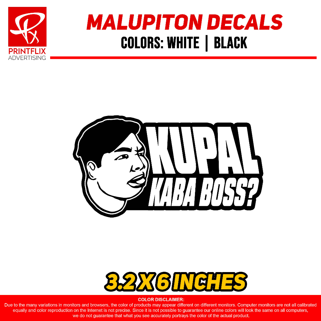 Malupiton Sticker Car Decals - Kupal Kaba Boss? | Shopee Philippines