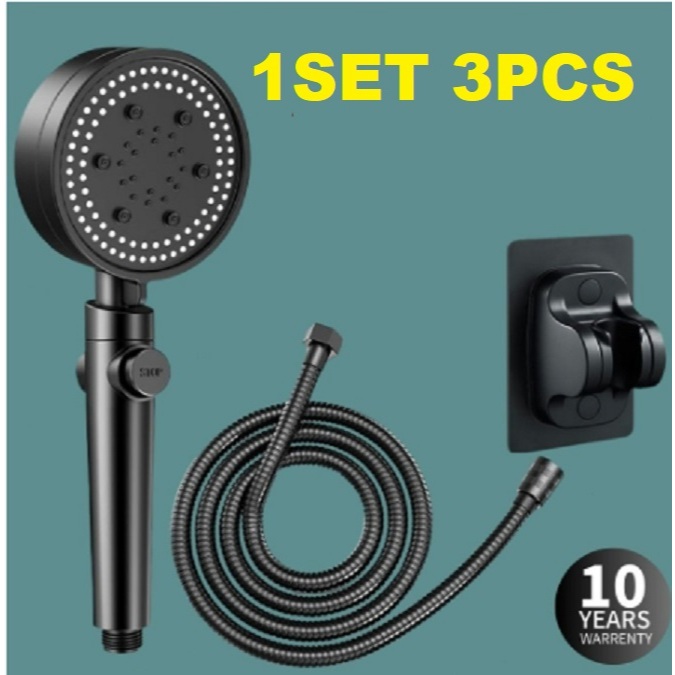 1SET 3PCS Shower Head Set Booster Shower with Hose Portable Bathroom ...