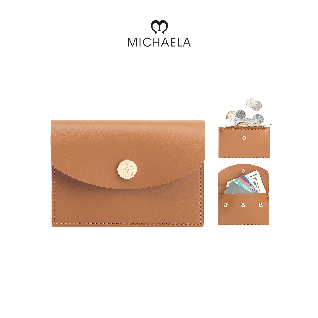 MICHAELA Detachable Mini Card Holder Curved Flap Versatile 2-in-1 Card ...
