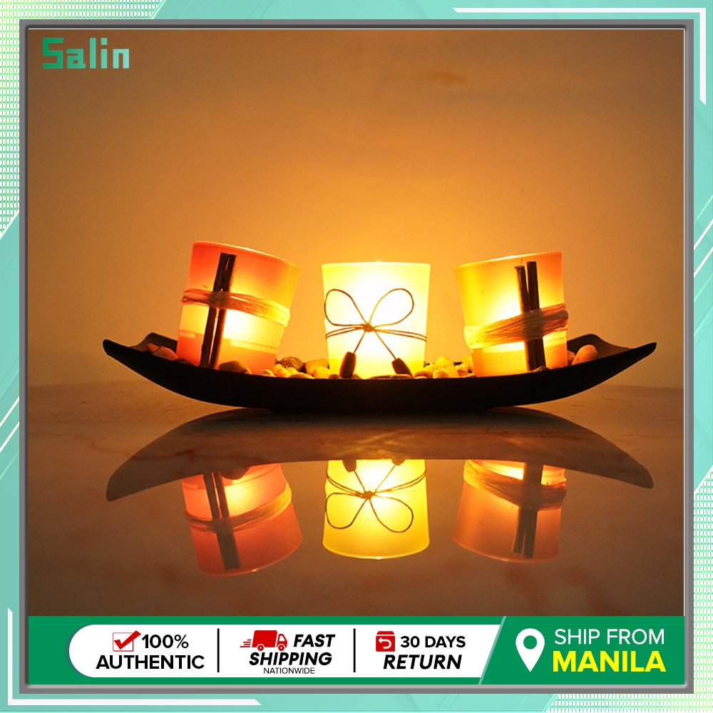 COD Christmas gift Light Votive Glass Candle Holders with Tray and ...