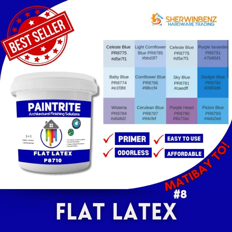 Paintrite Flat Latex Paints // 1Liter Color #8 | Shopee Philippines