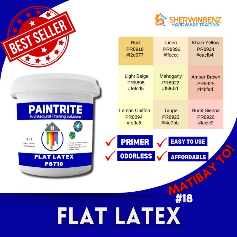 Paintrite Flat Latex Paints // 16 Liter Color #18 Pastel Pink, Yellow ...