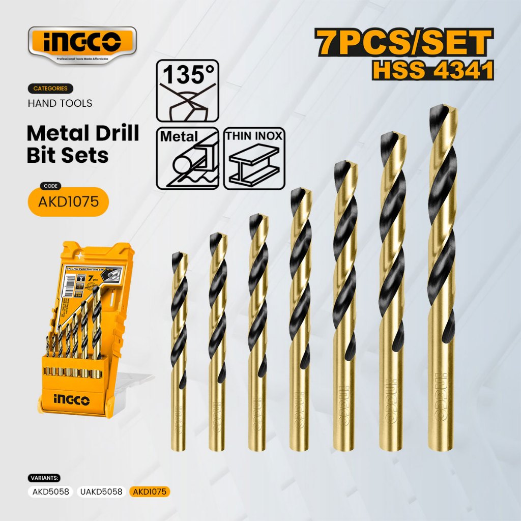 Ingco Wood / HSS Metal Drill Bit Set Imperial/Metric Twist Drilling ...